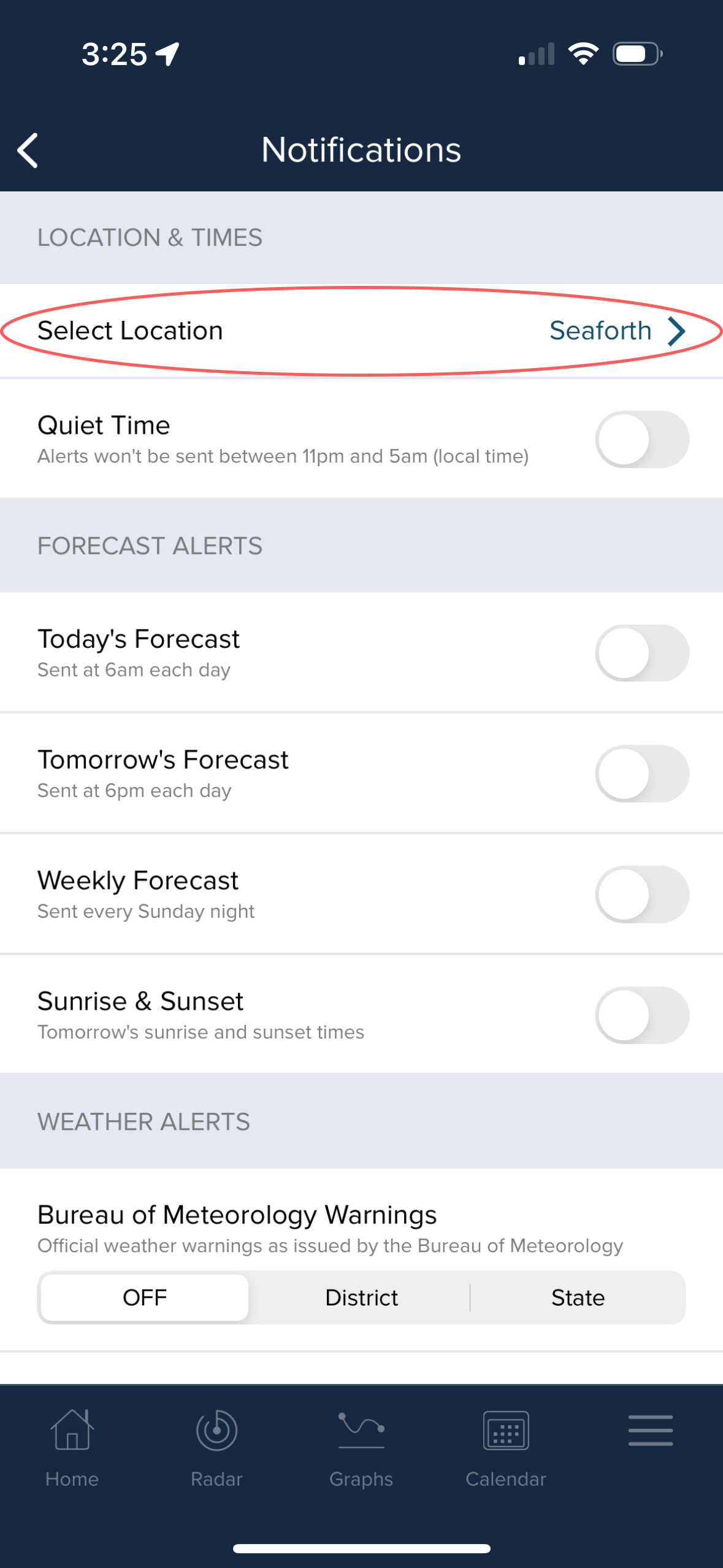 The app's location doesn't match where I am. – Weatherzone